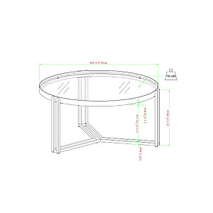 Walker Edison Taylee Contemporary Metal and Glass Coffee Table, 33 Inch, Gold