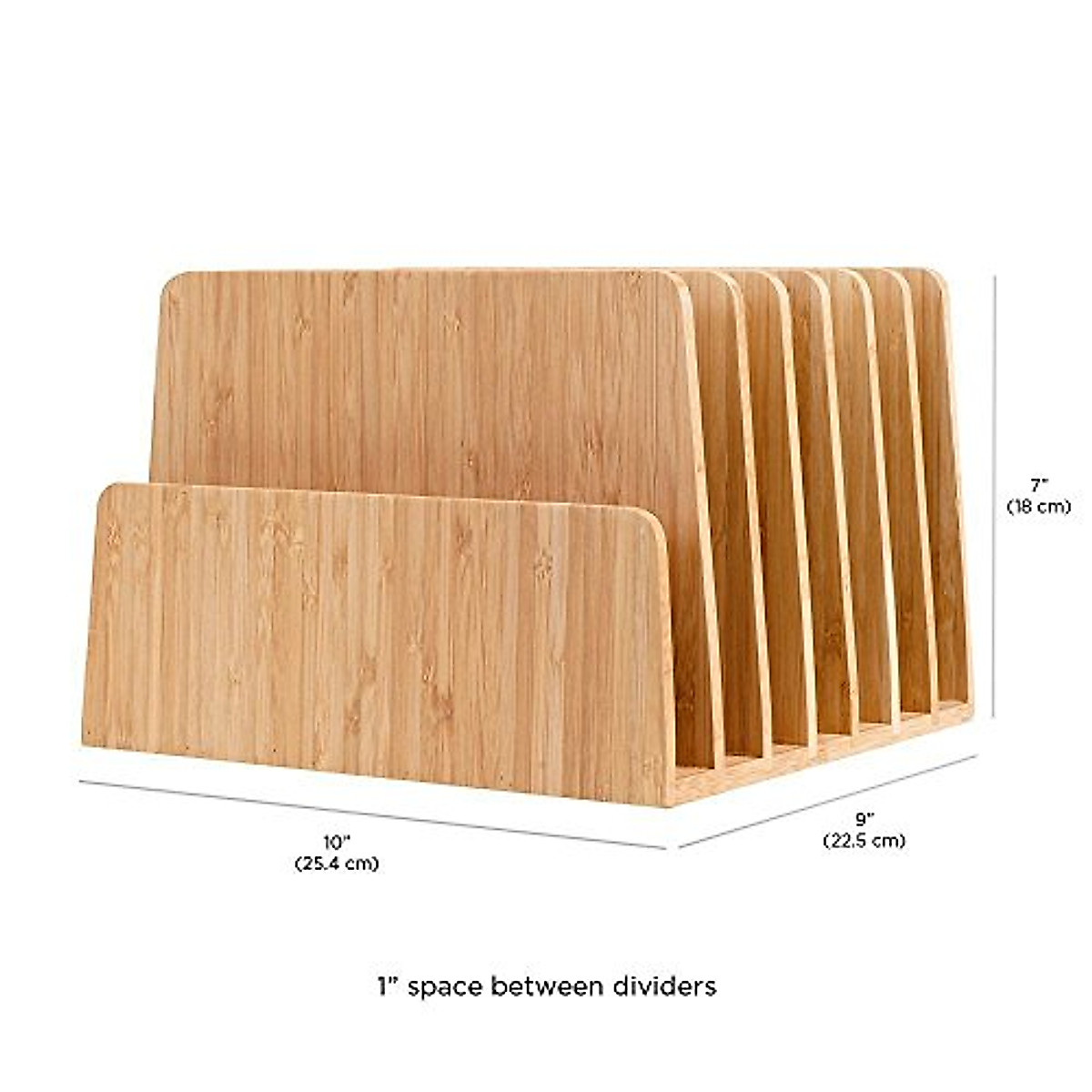 MobileVision Bamboo Desktop File Folder Organizer and Paper Tray, 7 Slots