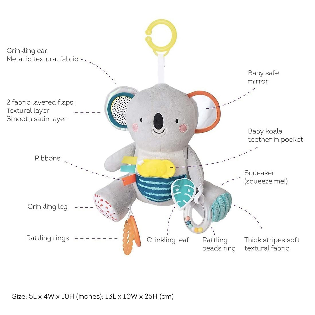 Taf Toys Koala Daydream Pram, Stroller and Car Seat Arch Plus Kimmy The Koala Developmental Soft Activity Toy for Newborn and Baby 3-6 Months
