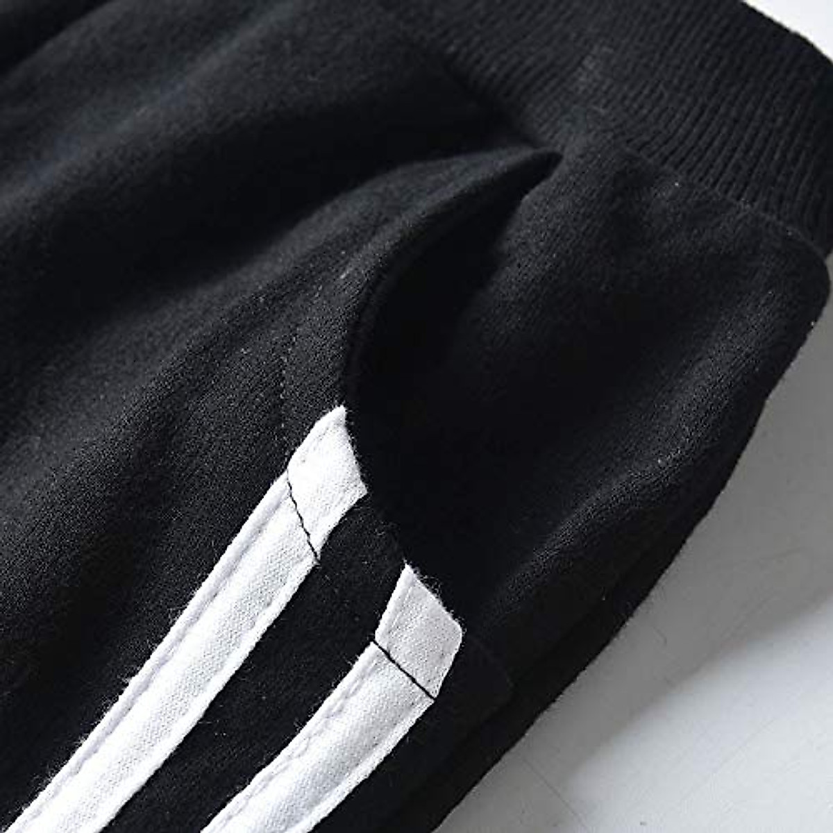 Moyikiss Studio Fashion Kids Baby Boys Girls Casual Clothes Zipper Sweatshirt+Trousers Set Striped Sportwear(Black,110/4T)