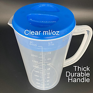 0.63 Gallon/2.4 Litre Plastic Pitcher with Lid BPA-FREE Eco-Friendly Carafes Mix Drinks Water Jug for Hot/Cold Lemonade Juice Beverage Jar Ice Tea Kettle (81oz, Blue)