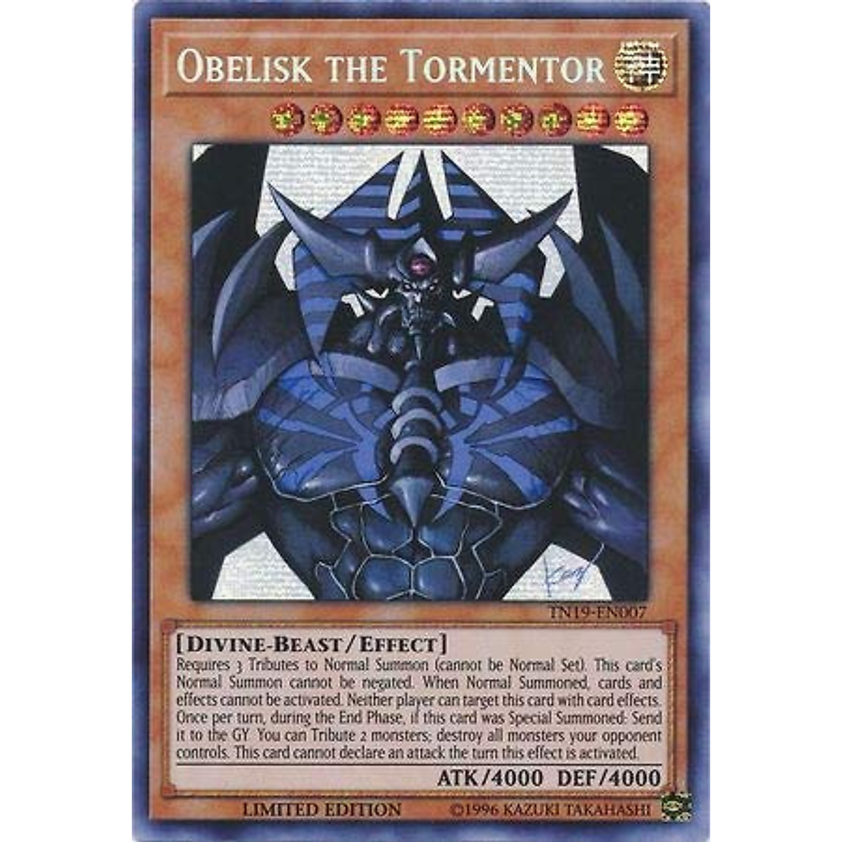 Obelisk the Tormentor (alternate art) - TN19-EN007 - Prismatic Secret Rare - Limited Edition