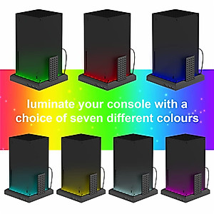 Charging Cooling Fan Base for Xbox Series X/S RGB Vertical Stand Multi-Function Charging Cooling Stand Colorful Light Controller Handle Charger Bracket for Gaming Accessories