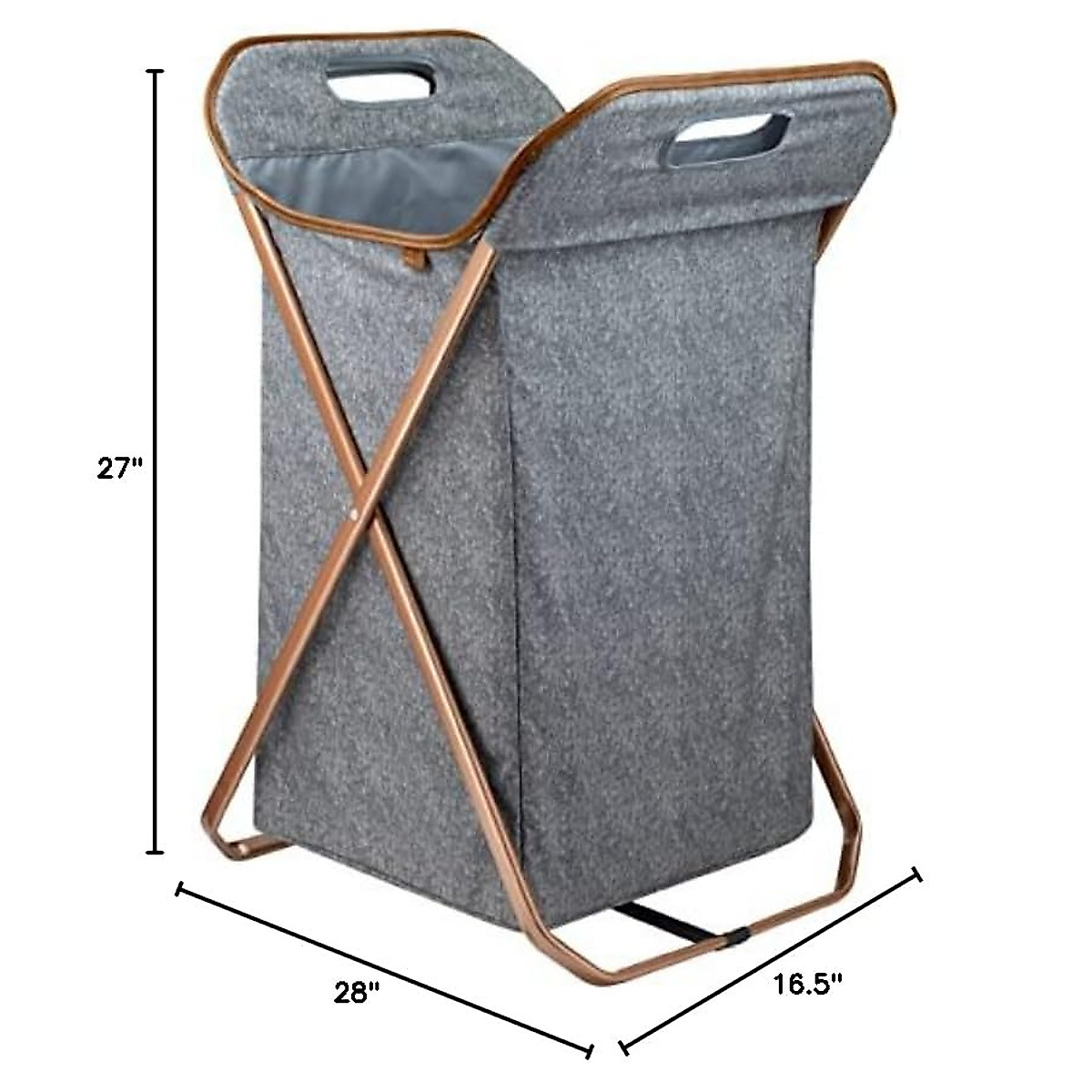 CleverMade Laundry Hamper; X-Frame Laundry Basket with Removable Bag; Stylish Room Decor for Home, Apartment, or Dorm Room, Heather Grey