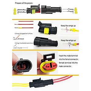 Twippo 352Pcs Waterproof Electrical Connector Terminals Automotive Electrical Wire Connectors 1/2/3/4 Pin Connector with Ratchet Crimping Tool