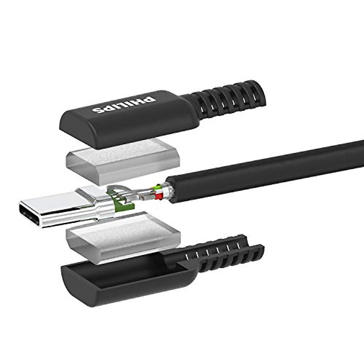 Philips Accessories USB-C to USB-A Charging Cable, 6 Ft Cord, USB-If Certified, 15W, Compatible W/iPad Pro, MacBook Pro, Samsung Galaxy S21/S10/S9/Plus, Google Pixel 5/C/3/2/XL, Black, DLC4106A/37