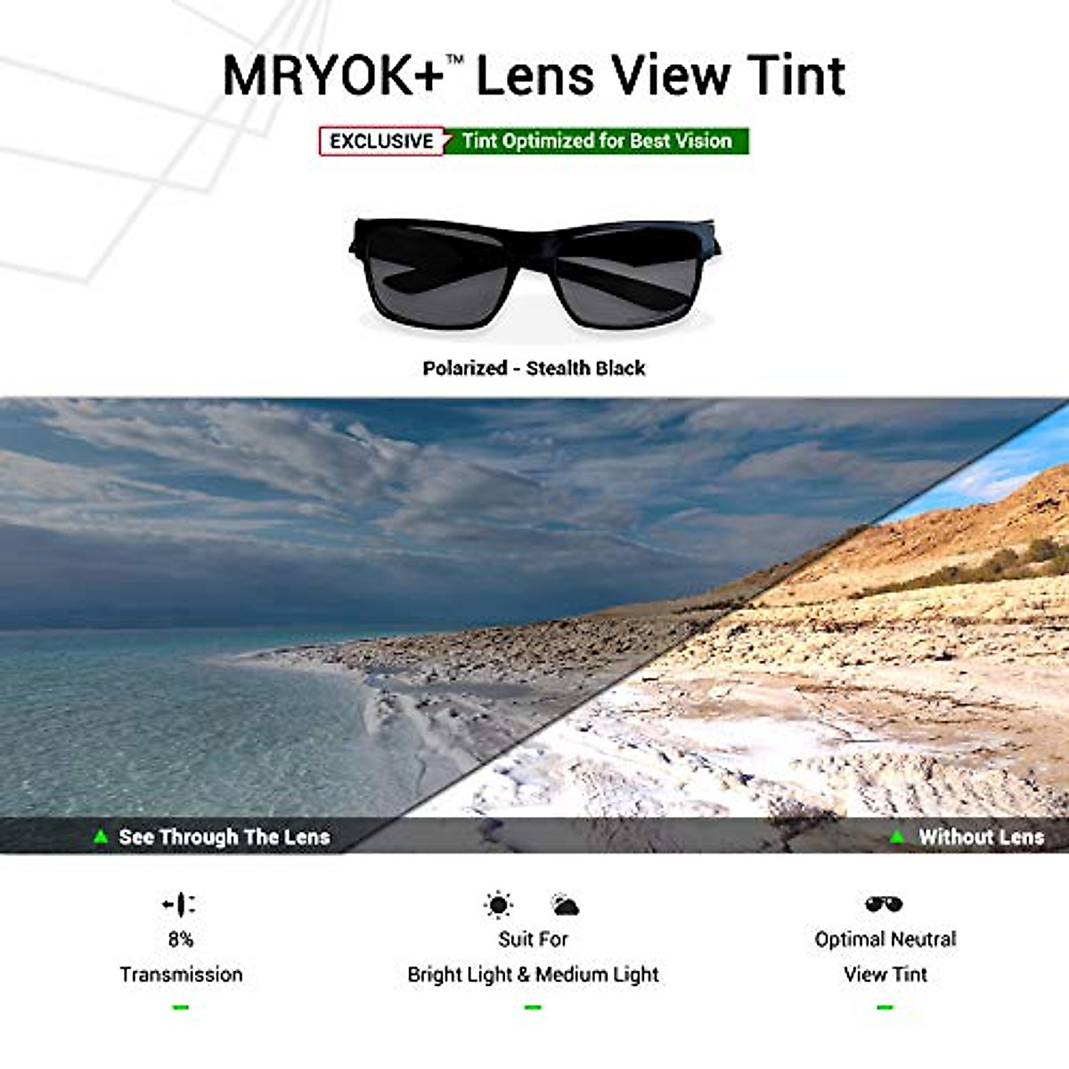 Mryok+ Polarized Replacement Lenses for Oakley Crankshaft OO9239 - Stealth Black