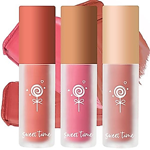 Matte Liquid Cream Blush Makeup Lightweight - Velvet Mousse Texture, Breathable Feel, Sheer Flush Of Color, Natural-Looking, Blush Stick for Cheek, Advanced Hazy Feeling(#01#02#03)