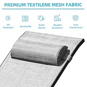 EROMMY All-Weather Textiline Recliner Chairs Set of 2 Outdoor Lounge Chairs with Adjustable Backrest (Arc Grey with Coffee Table, Set of 3)