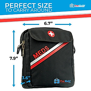 PracMedic Bags Insulin Travel Case - Travel Medicine Bag- Diabetes Medicine Bag for Medical Supplies, Insulin, Epipen, Auvi Q, Inhaler Spacer, Pill Bottle (T-MEDS Black)