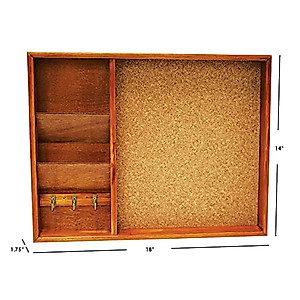 Home Basics Wall Mounted Wood Bulletin Board with Mail Organizer And 3 Hook Key Holder, Pine