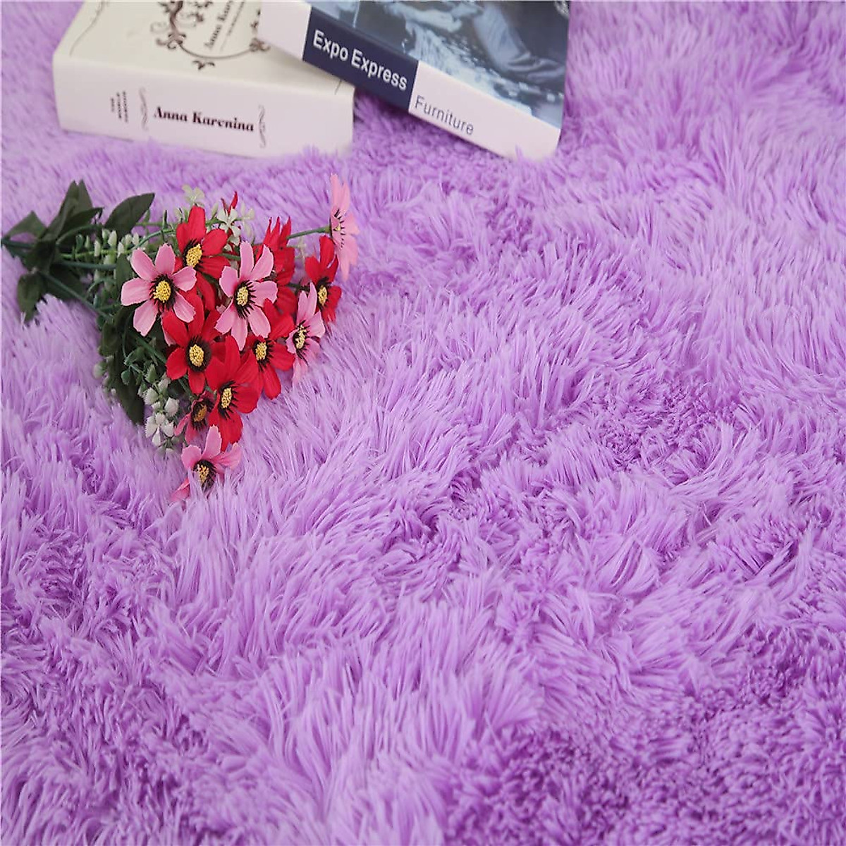 gdmgdr Soft Oval Nursery Rug for Girls Room Bedroom Oval Home Decor, 2.6' X 5.3', Purple