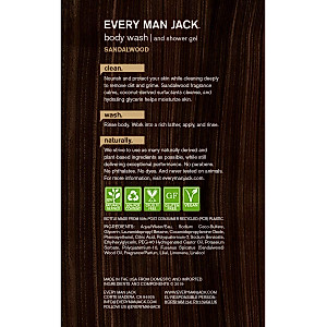 Every Man Jack Mens Sandalwood Body Wash for All Skin Types - Cleanse, Nourish, and Hydrate Your Skin with Naturally Derived Coconut and Glycerin - 2 Bottle