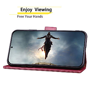 SUANPOT for Samsung Galaxy A52 4G& 5G Leather Wallet case with RFID Credit Card Holder Flip Folio Book Phone case Shockproof Cover for Women men for Samsung A52 case wallet (Red Wine)