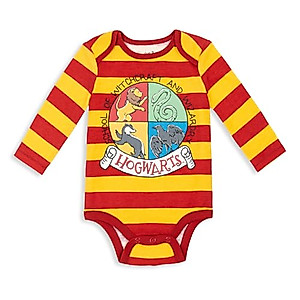 Harry Potter Hogwarts Newborn Baby Boys 5 Pack Long Sleeve Bodysuits Multicolor 6-9 Months