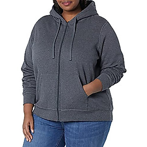 Amazon Essentials Women's Sherpa-Lined Fleece Full-Zip Hooded Jacket (Available in Plus Size), Charcoal Heather, X-Large