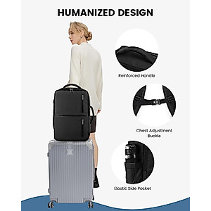 LOVEVOOK Travel Backpack for Women Men, Carry On Backpack 17Inch Laptop Backpacks Luggage Backpack Suitcase with Shoe Compartment with 6 Packing Cubes, with USB Port Flight Approved, Black