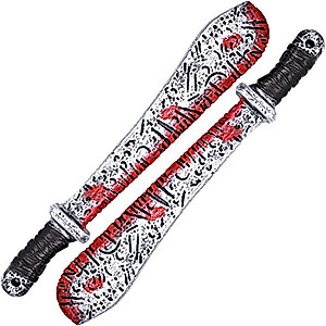 Spooktacular Creations 2 Bloody Machetes Costume Prop with Realistic Fake Bleeding Knife for Halloween Zombie Costume Contest Accessories, Trick-or-Treating, Cosplay, Dress-Up Party