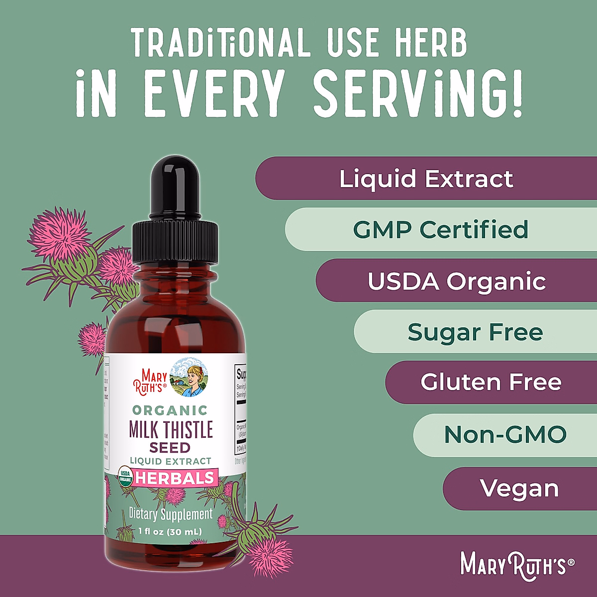 Mary Ruth's Organic Milk Thistle Seed Liquid Extract, 1 FZ