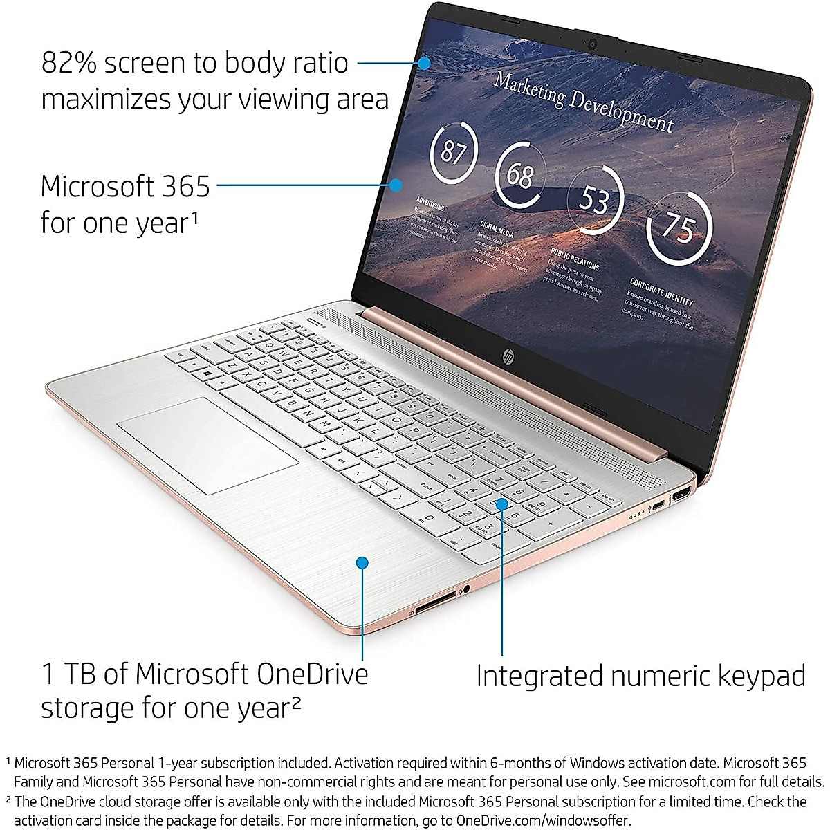 HP 2021 Pavilion 15 15.6" HD Laptop Computer, AMD Athlon Silver 3050U (Beats i3-7100U), 4GB DDR4, 128GB SSD, Webcam, USB-C, HDMI, 1 Year of Microsoft 365, Windows 10 S, Rose Gold, TiTac Accessory