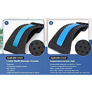 Magic Back Support Back Stretching Device,Back Massager for Bed & Chair & Car,Multi-Level Lumbar Support Stretcher Spinal, Lower and Upper Muscle Pain Relief(Black/Blue)