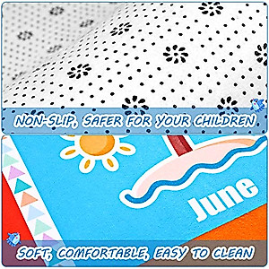 PartyKindom Kids Play Rug Mat Playmat with Non-Slip Design Playtime Collection ABC, Shape, Season, Month, Opposite and Animal Educational Area Rug for Kids Bedroom Playroom (78.7 x 59 inch)