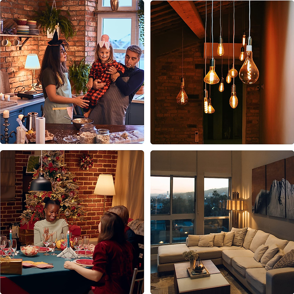 FANNIS 6 Pack T32 T12 Dimmable Tubular LED Bulb, 4W Equals 40W, Warm Light Amber Glass, E26 Base Edison Light Bulb for Pendant Wall Floor Table Lamp Indoor Light Fixtures