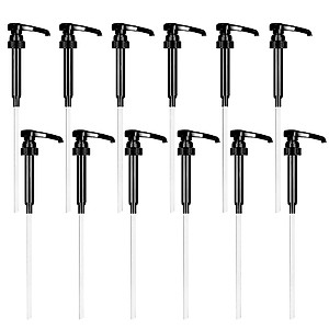 12 Pack Syrup Pump, Coffee Syrup Pump Fits 750ml/25.3Oz, 28-400 Skinny Syrup Pump, Syrup Pump Dispenser for Glasses Bottle Bar Flavoring Shampoo (Black)