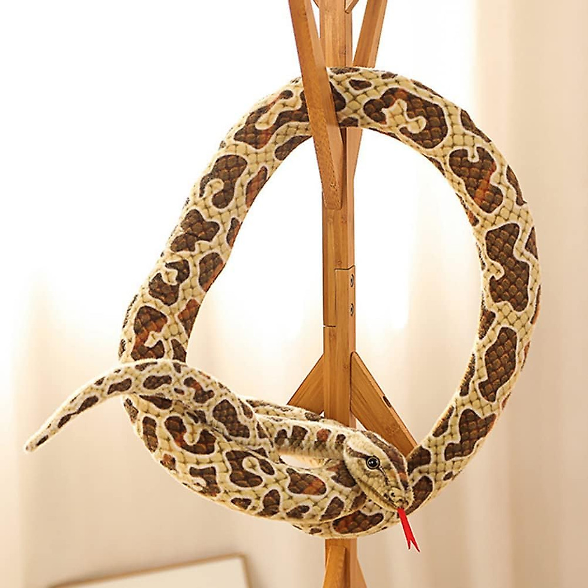 XIAOHONG Giant Boa Constrictor Large Stuffed Animal Snake Giant Snake Plush Realistic Stuffed Snake Toy 80 Inch Lifelike Snake Gifts for Kids Birthday Party Prank Props (Brown)