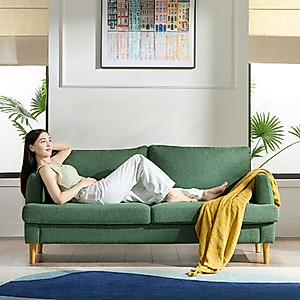 Krcix 70" Loveseat Sofa, Mid Century Modern Love Seat, 2 Seater Sofa Couches for Living Room, Small Couch with USB & Removable Pillow Cover, Comfy Couch for Bedroom, Apartment, Green