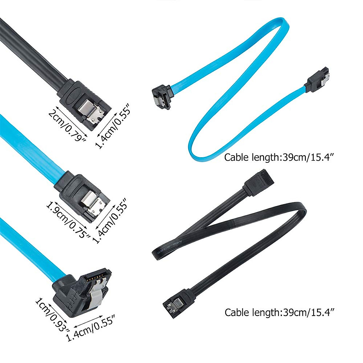 findTop Set of 6, SATA Power Splitter Cord and SATA III Cable 6.0 Gbps, Straight and 90 Degree SATA 3.0 Cable, SATA 15 Pin Male to 2xSATA 15 Pin Power Splitter Cable