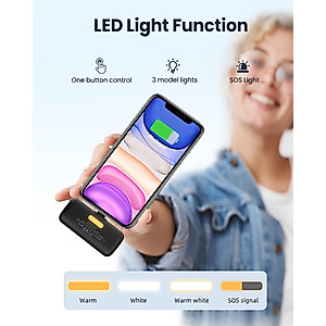 Taegila Portable Phone Charger for iPhone, 5000mAh Small Power Bank MFi Certified Built in Cable LCD Display & LED Light for All iPhone Series 14/13/12/11/XR/X/SE/8/7/6 Pro Max