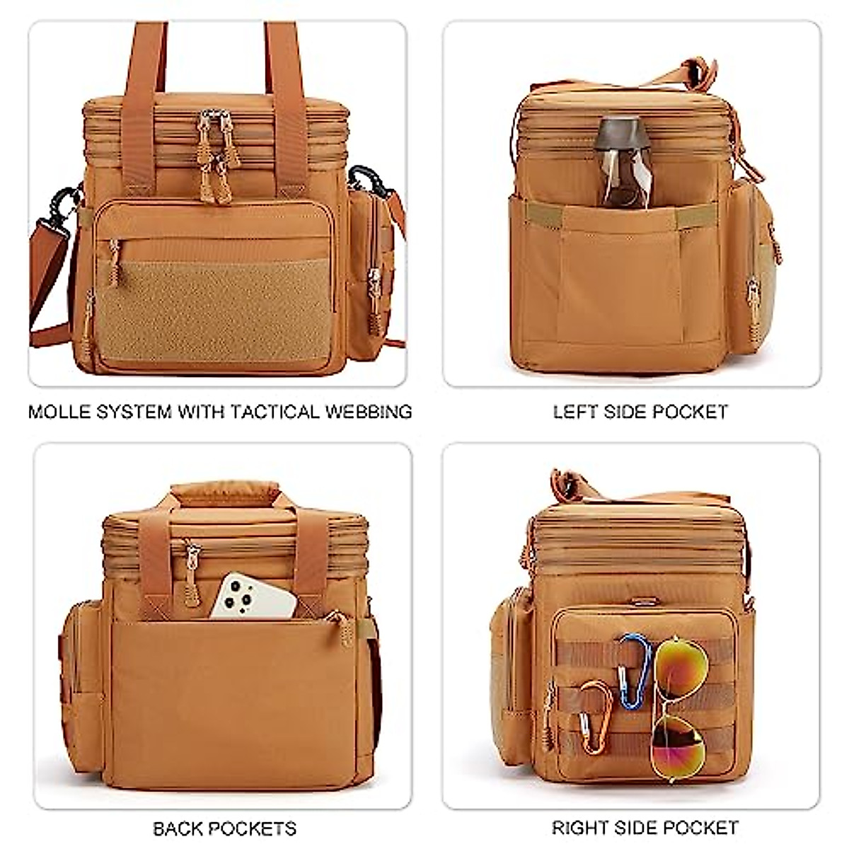 Gafetrey Large Tactical Lunch Box for Men, Insulated Lunch Bag Adult, Thermal Lunchbox Leakproof Waterproof Cooler Bag, Extra Large Lunch Pail for Work Office Camping