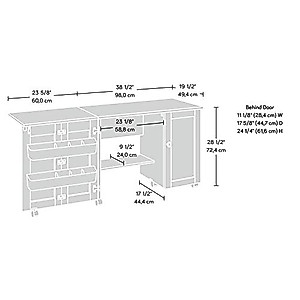 Sauder Select Sewing Craft Cart, Cinnamon Cherry Finish & 419496 Miscellaneous Storage Storage Cabinet, L: 29.375" x W: 16.125" x H: 71.125", Cinnamon Cherry Finish