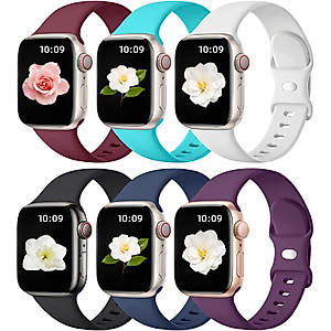Maledan 38mm 40mm 41mm 42mm 44mm 45mm 49mm Sport Bands Compatible with Apple Watch Band for Women Men, 6 Pack Soft Silicone Replacement Strap for iWatch Ultra SE & Series 8/7/6/5/4/3/2/1 Accessories