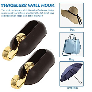 Angoily Wall Hooks 4pcs Self Adhesive Swivel Coat Hooks Decorative Sticky Hooks Kitchen Towels Hooks Clothes Hangers for Hanging Coats Clothes Hat Keys Purse Light Brown