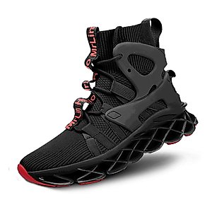 Hello MrLin Men's Running Shoes Non Slip Athletic Tennis Walking Blade Type Sneakers Hip Hop Black