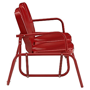 Crosley Furniture Ridgeland Retro Metal Outdoor Loveseat Glider, 2-Person Rocking Patio Bench for Porch, Bright Red Gloss