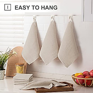joybest Cotton Kitchen Dish Cloths, 8-Pack Waffle Weave Ultra Soft Absorbent Dish Towels Washcloths Quick Drying Dish Rags, 12x12 Inches, Beige