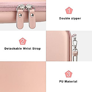 Canboc Hard Carrying Case for KODAK Printomatic Digital Instant Print Camera, Mesh Bag fit Zink Paper, Cable, Rose Gold