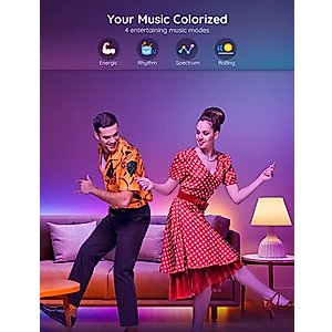 Govee 65.6ft RGBIC LED Strip Lights, Color Changing LED Strips, App Control via Bluetooth, Smart Segmented Control, Multiple Scenes, Enhanced Music Sync LED Lights for Bedroom, Party (2 X 32.8ft)