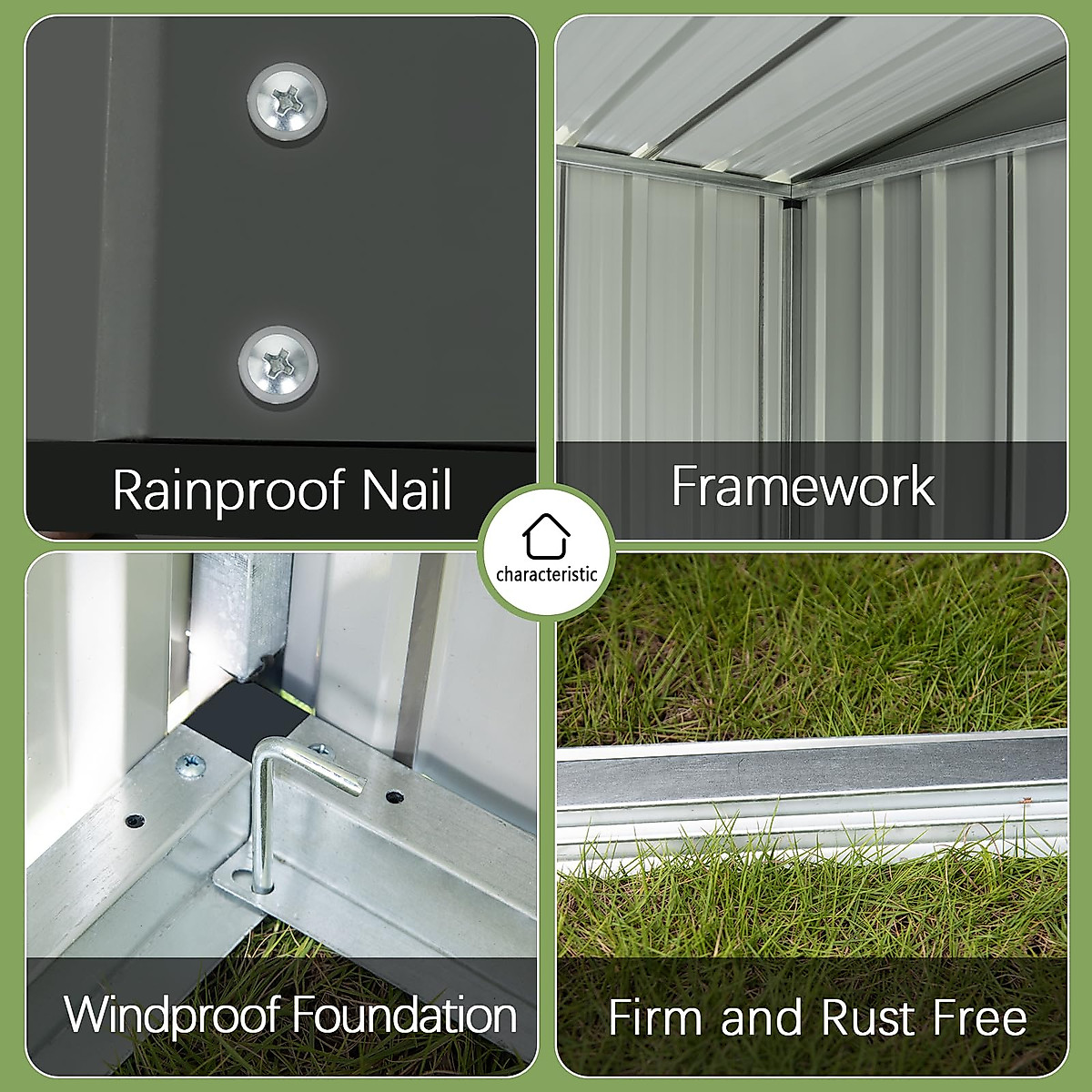 onesaimei 6×4 FT Outdoor Storage Shed, Waterproof Metal Tool Shed & Steel Garden Shed with Lockable Door for Backyard, Patio, Lawn