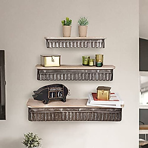 Creative Co-Op Metal & Wood Wall Shelves (Set of 3 Sizes)