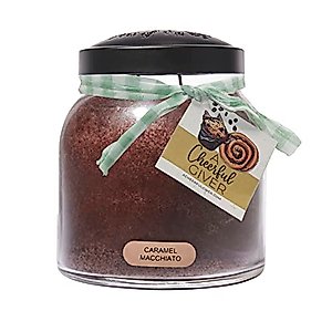 A Cheerful Giver — Caramel Macchiato - 34oz Papa Scented Candle Jar with Lid - Keepers of the Light - 155 Hours of Burn Time, Gift for Women, Brown