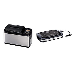 Zojirushi BB-PDC20BA Home Bakery Virtuoso Plus Breadmaker, 2 lb. loaf of bread, Stainless Steel/Black & EB-DLC10 Indoor Electric Grill