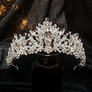 RUOKFZIYAN Silver Crown for Women and Birthday Tiara Crystal Queen Crowns Rhinestone Princess Tiaras for Girl Bride Wedding Hair Accessories for Bridal Party Prom Halloween Cos.play dress Christmas