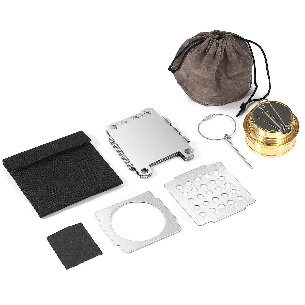 Lixada Camping Stove Stainless Steel Folding Wood Stove Portable Wood Burning Stove Pocket Stove for Outdoor Camping Cooking Picnic