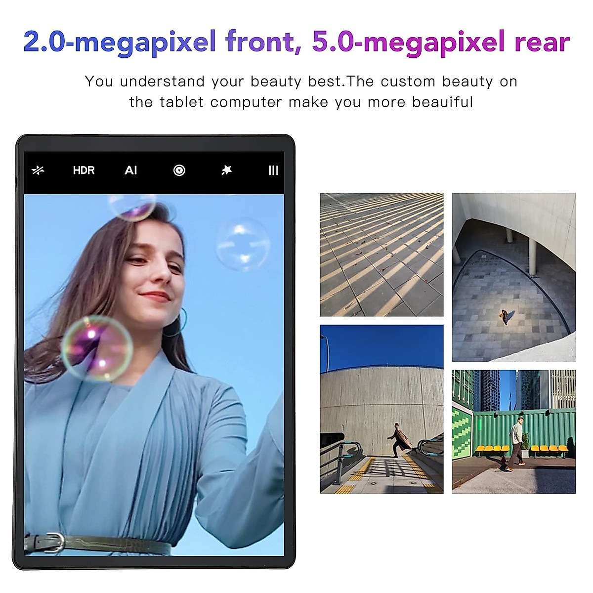 Focket 10.1 inch Tablet, 10 Core WiFi Tablet with 1960x1080 IPS HD Touchscreen, 6GB RAM 128GB ROM, 2MP 5MP Dual Camera, 8800mAh Lasting Battery, BT, 128GB Expandable Memory(Black)