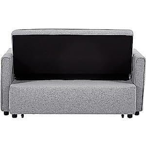 3-in-1 Convertible Upholstered Loveseat Sofa Couch with Pull-Out Sleeper Bed,2-Seat Futon Lounge Recliner Sofá Chair with Adjustable Reclining Backrests,Lumbar Pillows and Side Pockets for Living Room