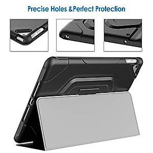 JETech Case for iPad 10.2-Inch (2021/2020/2019 Model, 9/8/7 Generation), Double-fold Stand with Shockproof TPU Back Cover, Auto Wake/Sleep (Black)